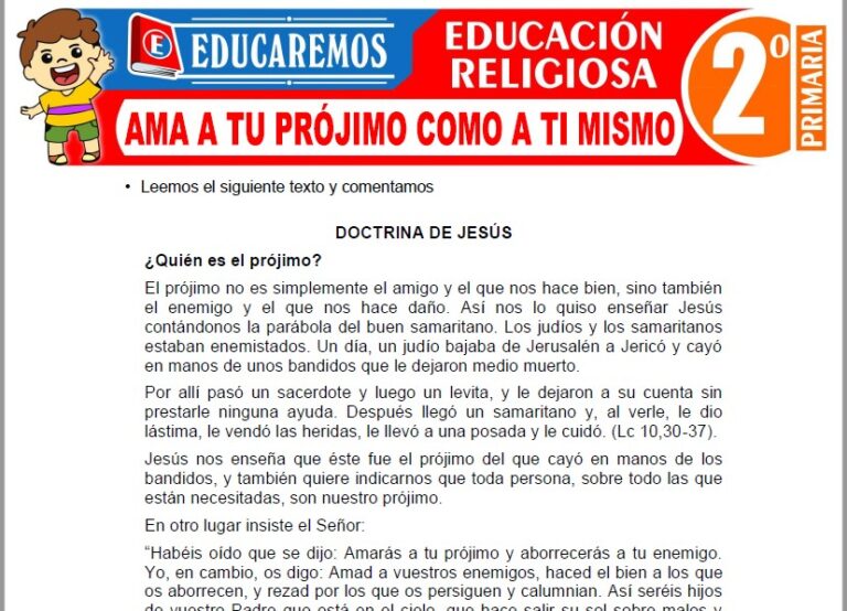 Educación Religiosa para Segundo de Primaria » (30 Fichas GRATIS) 📚