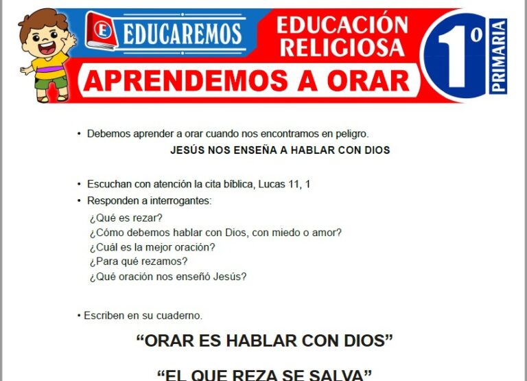 Aprendemos a Orar para Primero de Primaria » (Fichas GRATIS) 📚
