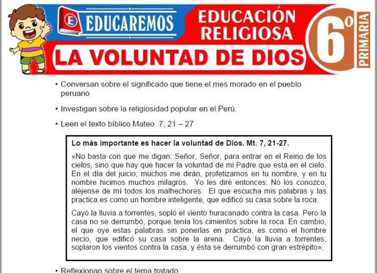 La Voluntad de Dios para Sexto de Primaria » (Fichas GRATIS) 📚