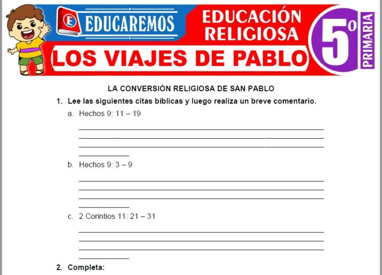 Los Viajes de Pablo para Quinto de Primaria » (Fichas GRATIS) 📚
