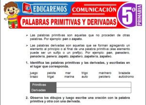 Palabras Primitivas y Derivadas para Quinto de Primaria » (Fichas GRATIS) 📚
