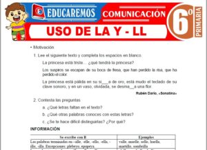 Uso de la Y - LL para Sexto de Primaria » (Fichas GRATIS) 📚